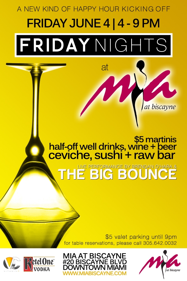 Friday Night Happy Hour at Mia at Biscayne – Premier Guide Miami