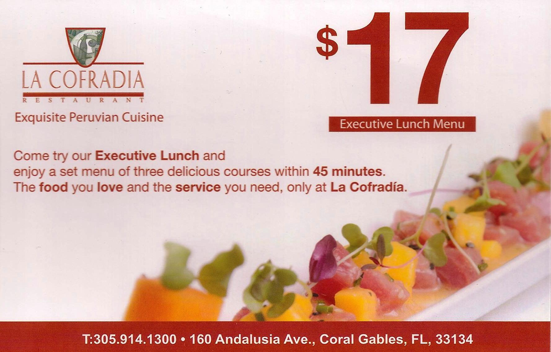 Executive Lunch Menu at La Cofradia in Coral Gables – Premier Guide Miami