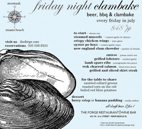 Beer, BBQ & Clambake at The Forge Restaurant Wine Bar, throughout July ...