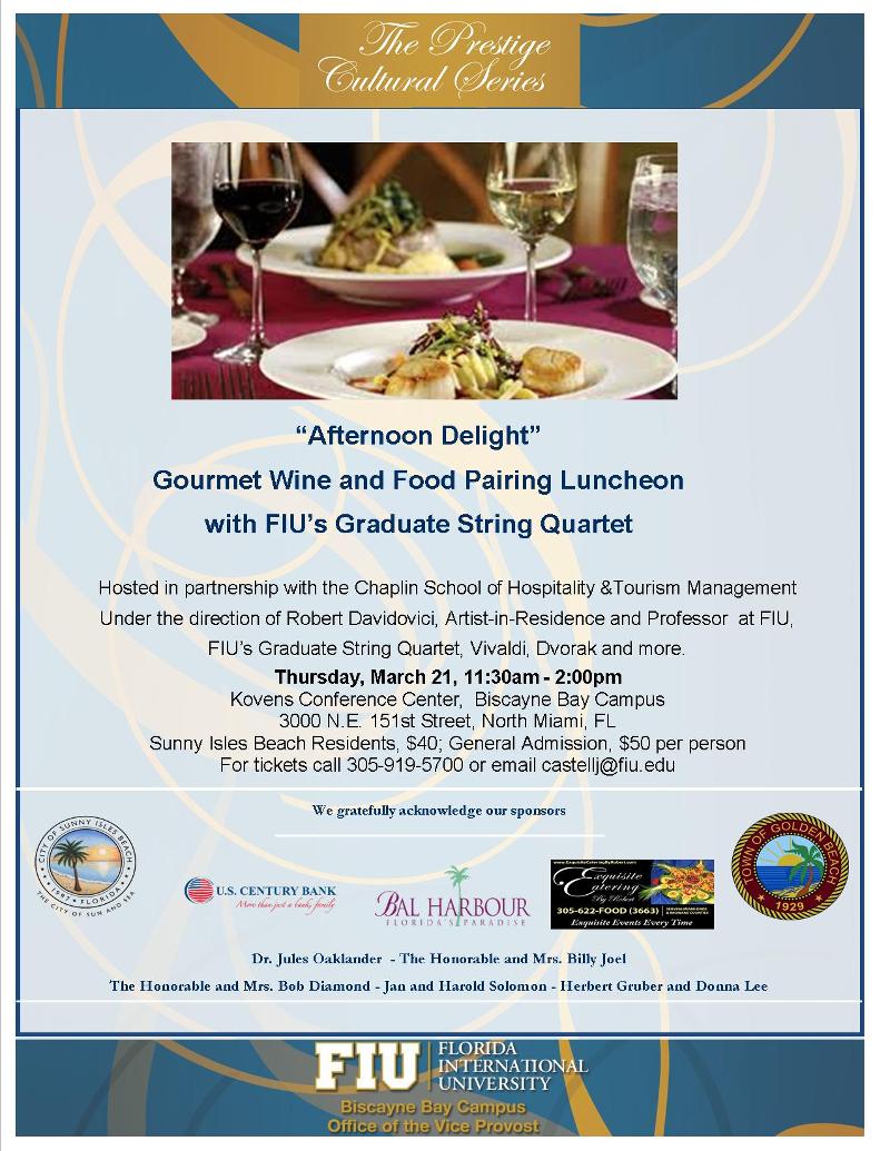 Gourmet Wine and Food Pairing Luncheon at FIU – Premier Guide Miami