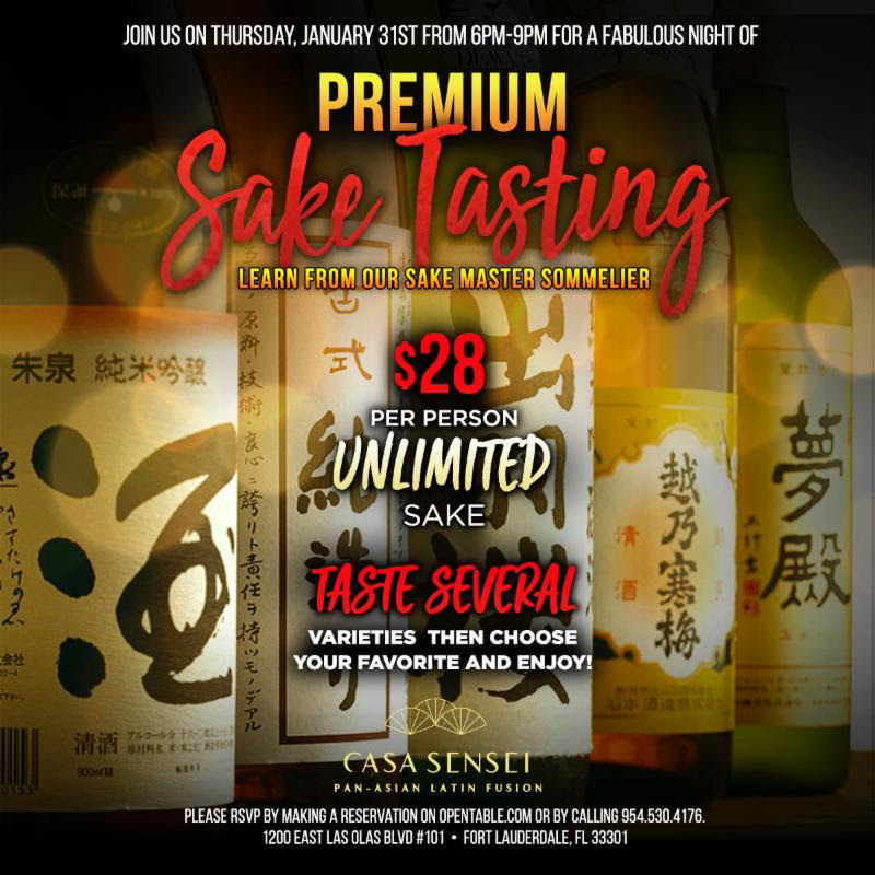 Sake Tasting + Dinner at Casa Sensei – Premier Guide Miami