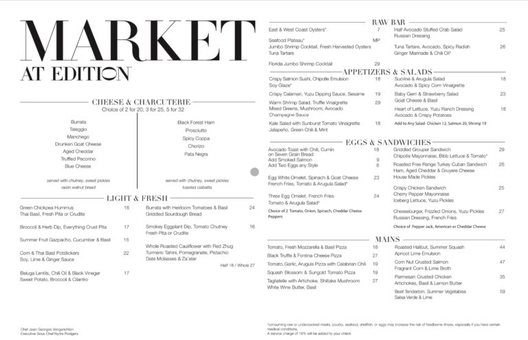 MARKET at EDITION New Fall Menu – Premier Guide Miami