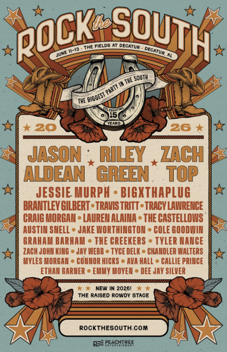 15TH ANNUAL ROCK THE SOUTH ANNOUNCES 2026 LINEUP INCLUDING JASON ALDEAN ...