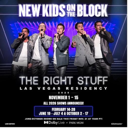 NEW KIDS ON THE BLOCK ANNOUNCE “THE RIGHT STUFF” RESIDENCY EXTENSION AT ...