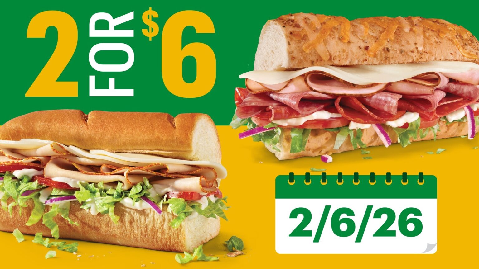 On 2/6/26, Get 2 6-Inch Subs for $6 as Subway® Celebrates the Only Date ...